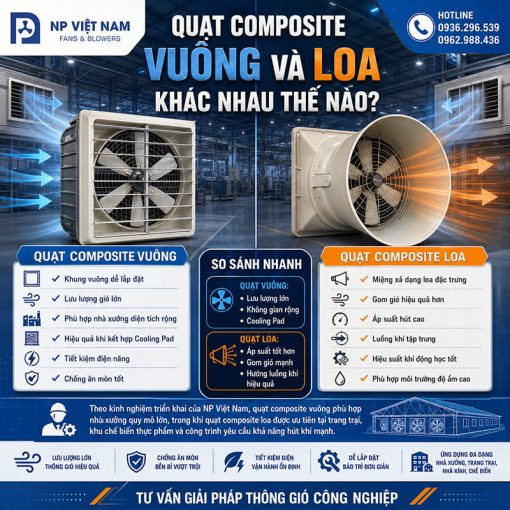 Quạt composite vuông và loa khác nhau thế nào?